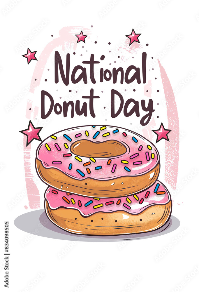 Vertical poster for National Donut Day, showcasing stack of two ...