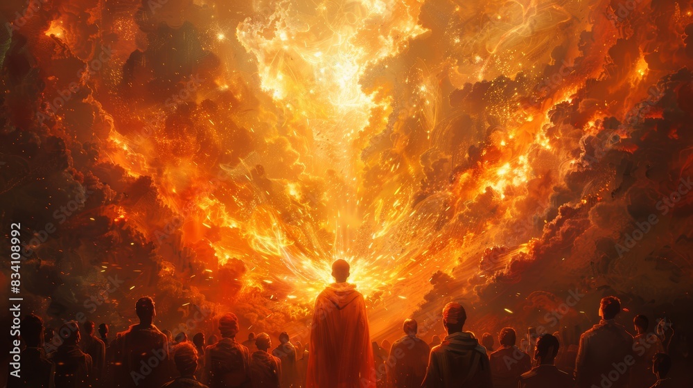 Pentecost Scene - Holy Spirit Descends as Tongues of Fire Generative AI ...