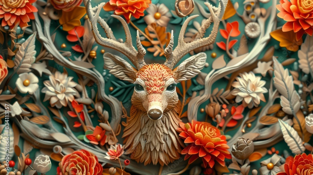 Captivating 3D illustration of Scandinavian folk art, with intricate ...