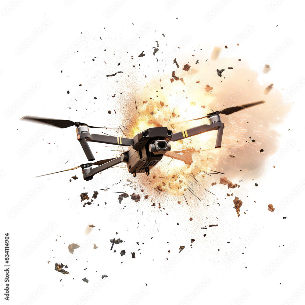 Drone explosion in the air isolated on a transparent background Stock ...