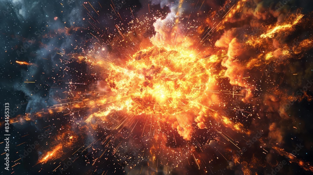 Design a futuristic 3D rendering of an explosion simulation Stock ...