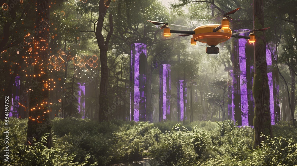 Drones equipped with advanced sensors are used in precision forestry ...