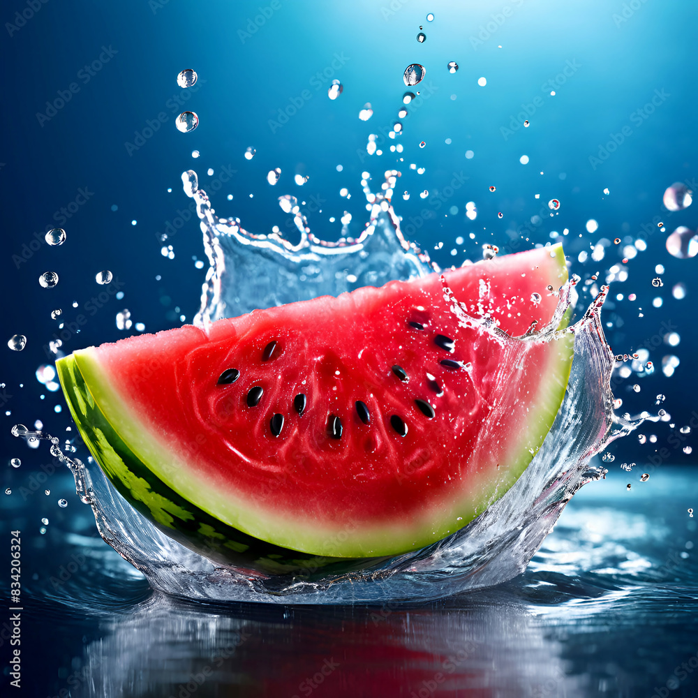 Water splashing effect on watermelon slices Stock Illustration | Adobe ...
