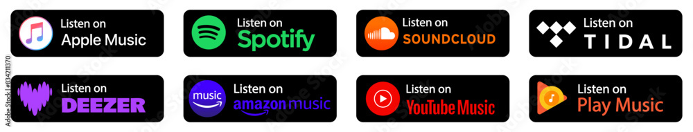 Popular music streaming services with listening badges.Music streaming ...