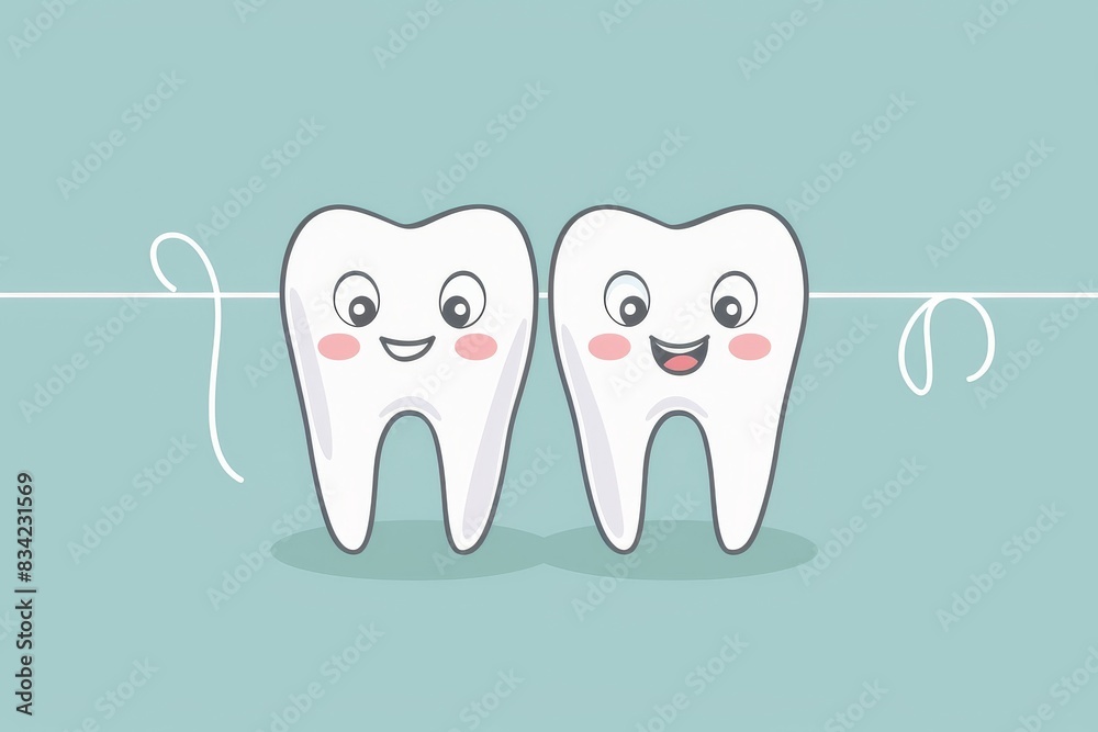 A minimal illustration of two teeth holding a large vertical dental ...