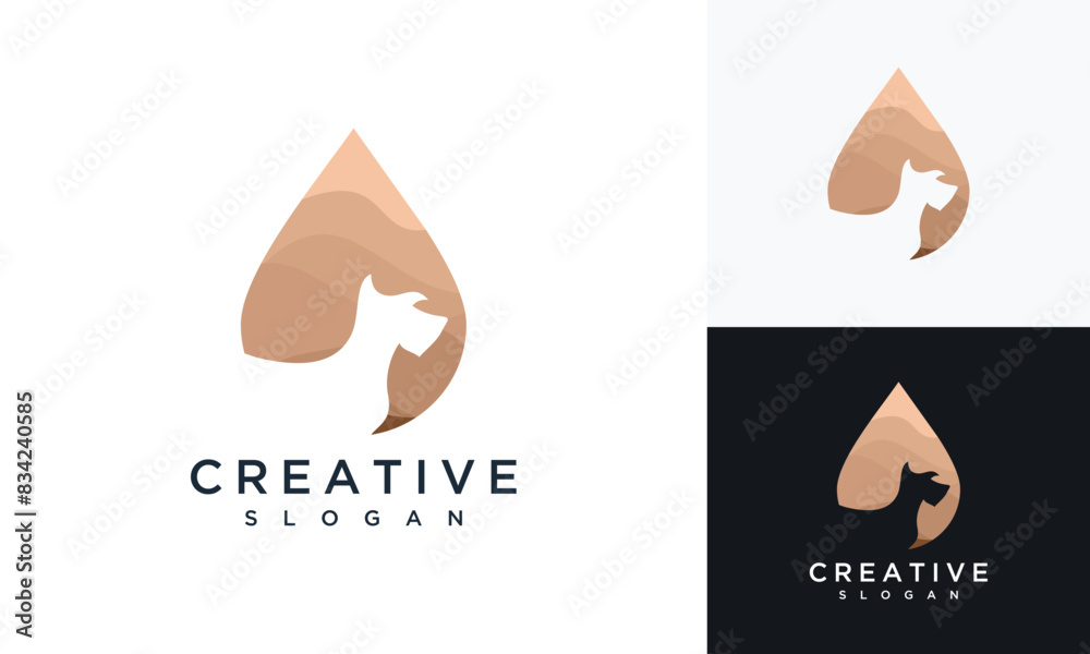 Water drop and dog logo design template. Dog water logo design ...