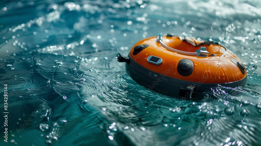 High-tech life preserver device lifting a drowning individual above ...