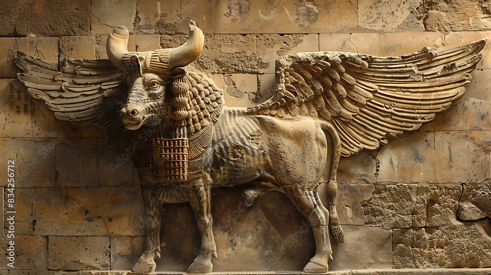 Picture Assyrian capital of Nineveh adorned with the winged bulls and ...