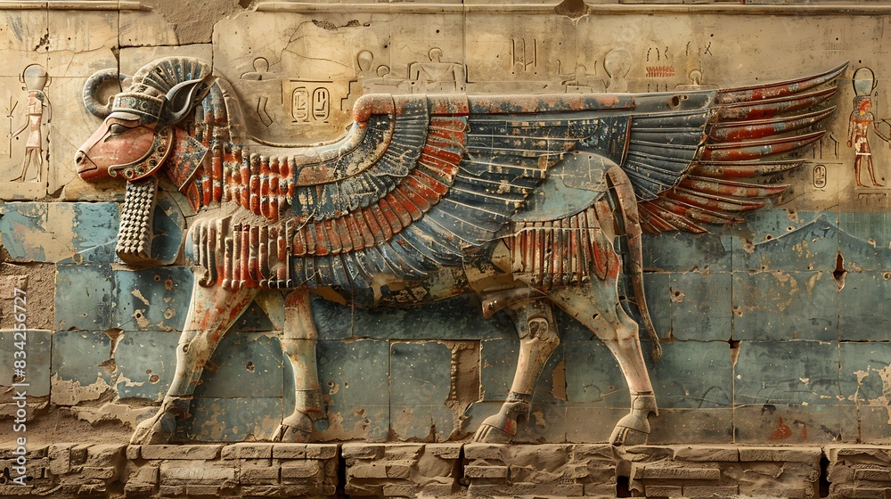 Picture Assyrian capital of Nineveh adorned with the winged bulls and ...