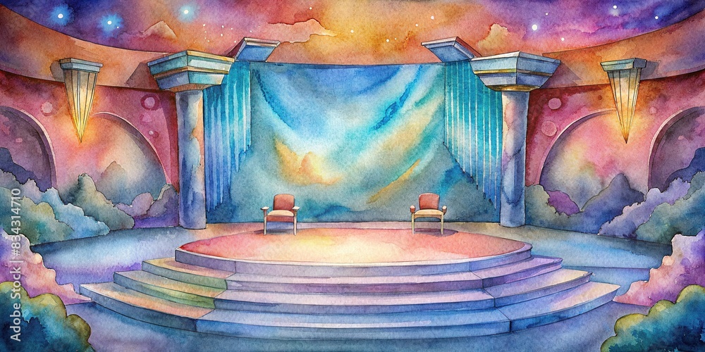 Television quiz show set with stage background for stock photo, quiz ...