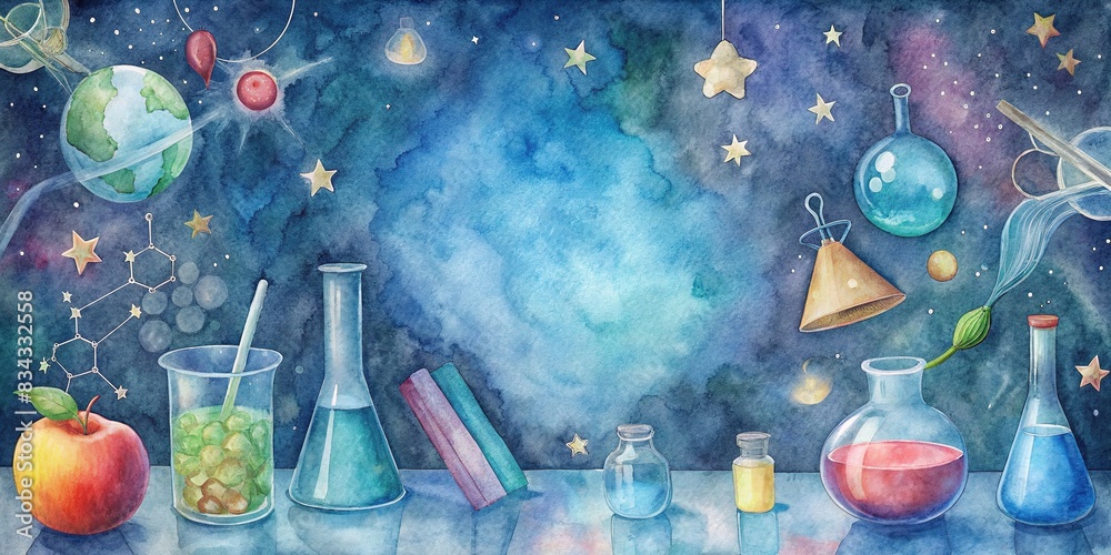 Back to school background design with science laboratory elements and ...