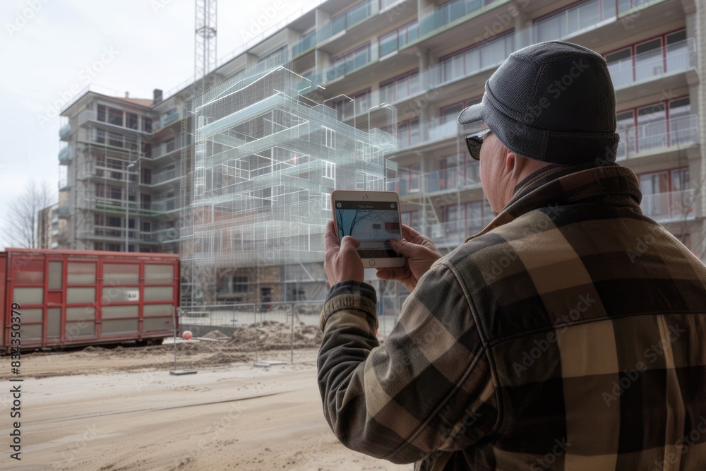 Professional architect designing building construction by using visual ...