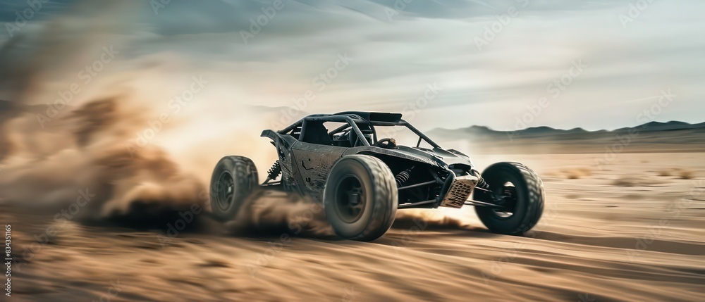 wallpaper of a buggy driving fast in sand dunes, very dynamic and ...