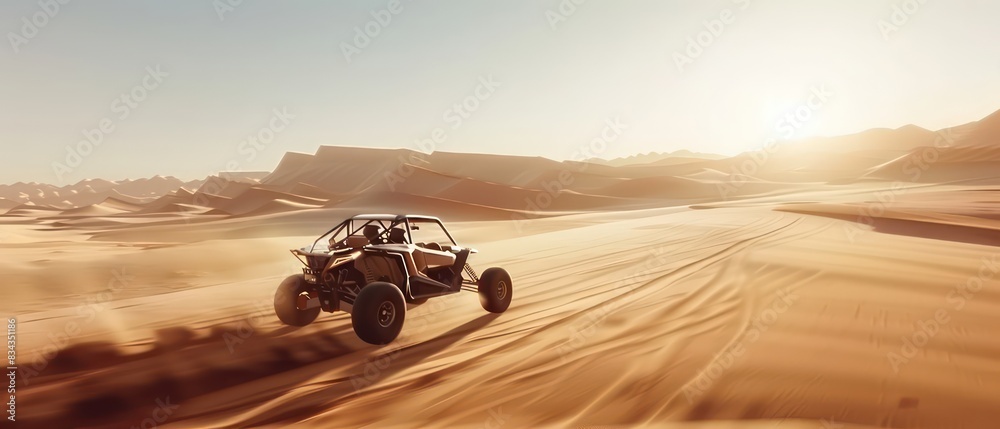 wallpaper of a buggy driving fast in sand dunes, very dynamic and ...