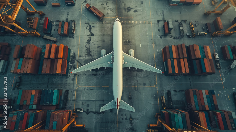 cargo plane, logistic import export background, goods truck with cargo ...