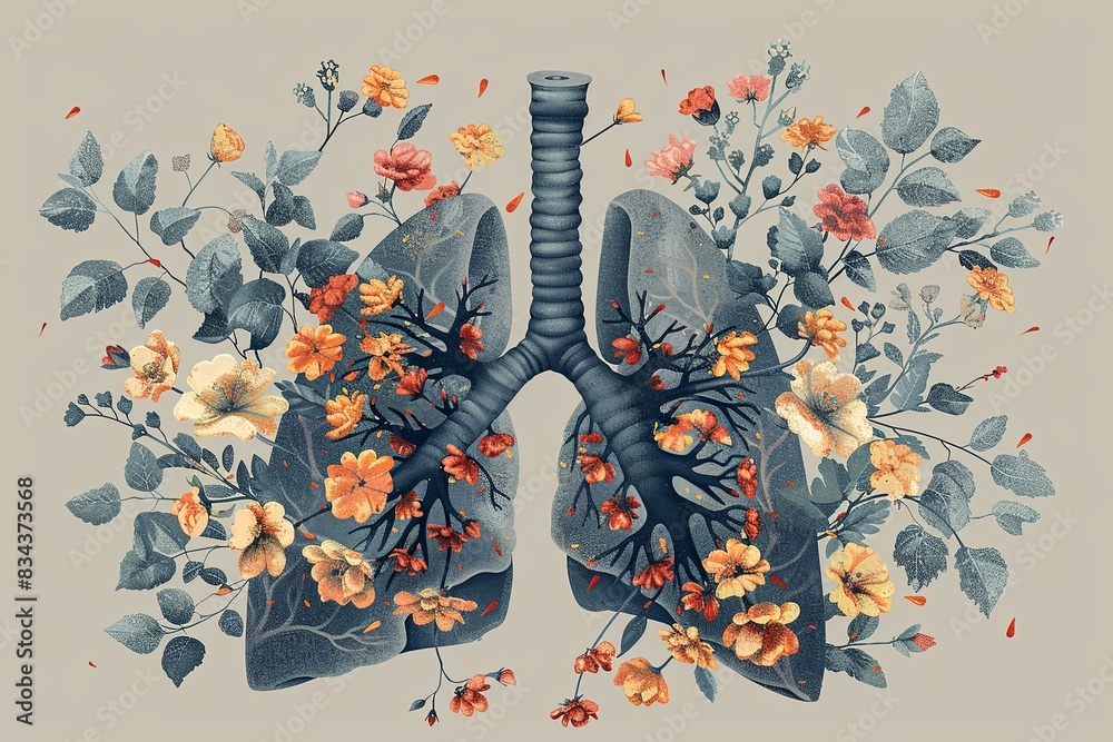 creative lungs shape with flowers and leaves . world tuberculosis day ...