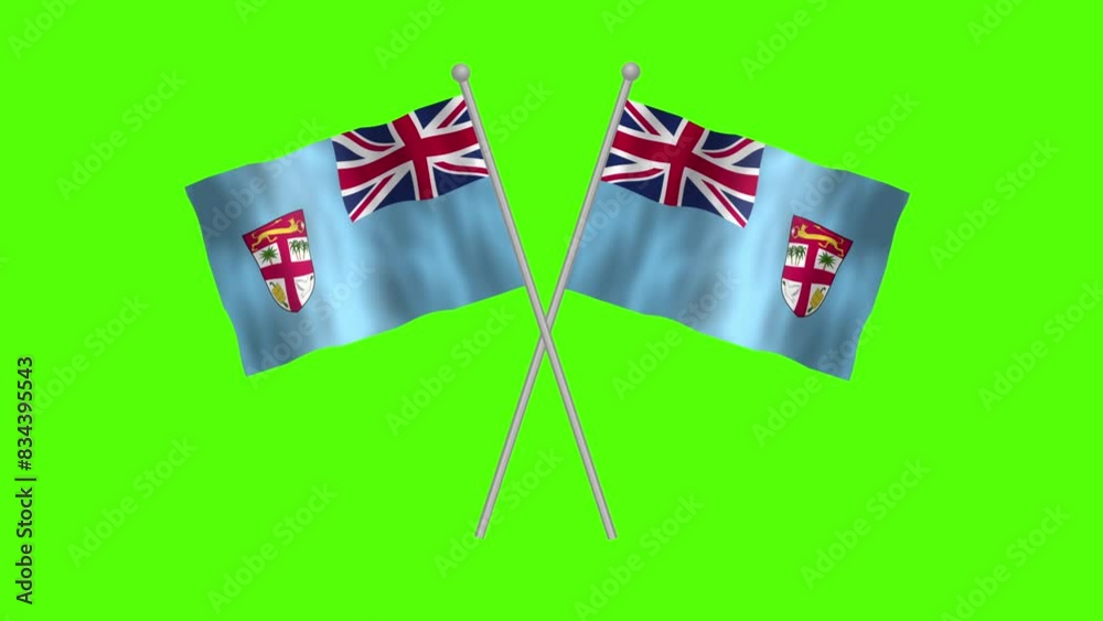 Flag of Fiji, Cross table Flag of Fiji on Green screen chroma key, Fiji ...
