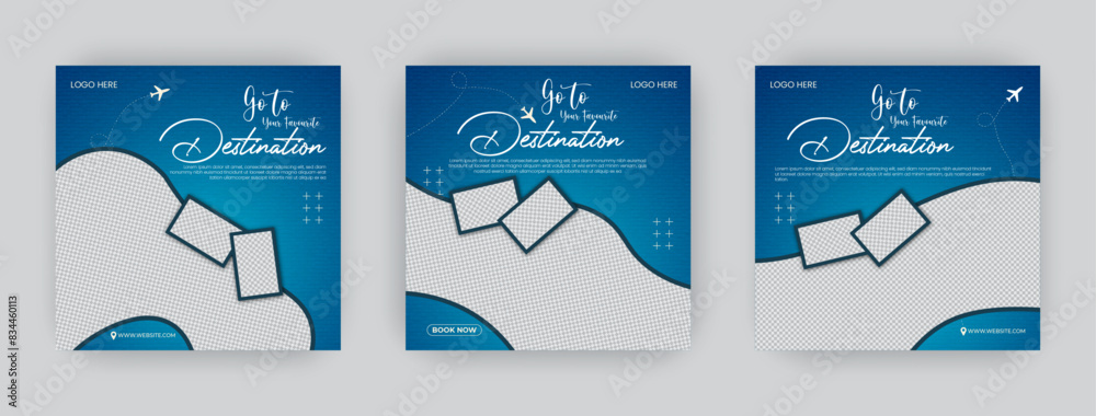 Go to your favorite destination template design. set of three holiday ...
