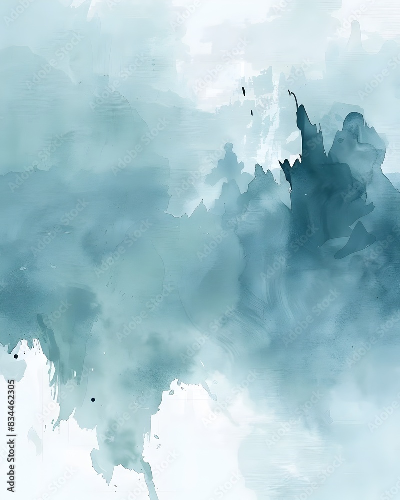 Energetic captivating Blue watercolor paint strokes and drips on soft ...