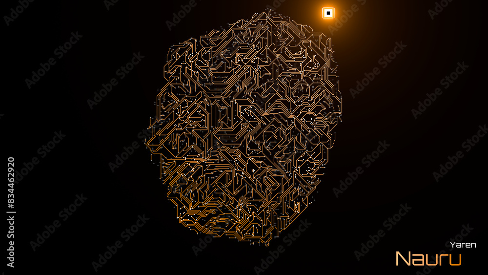 Nauru, with its capital city of Yaren, is represented as a microchip ...