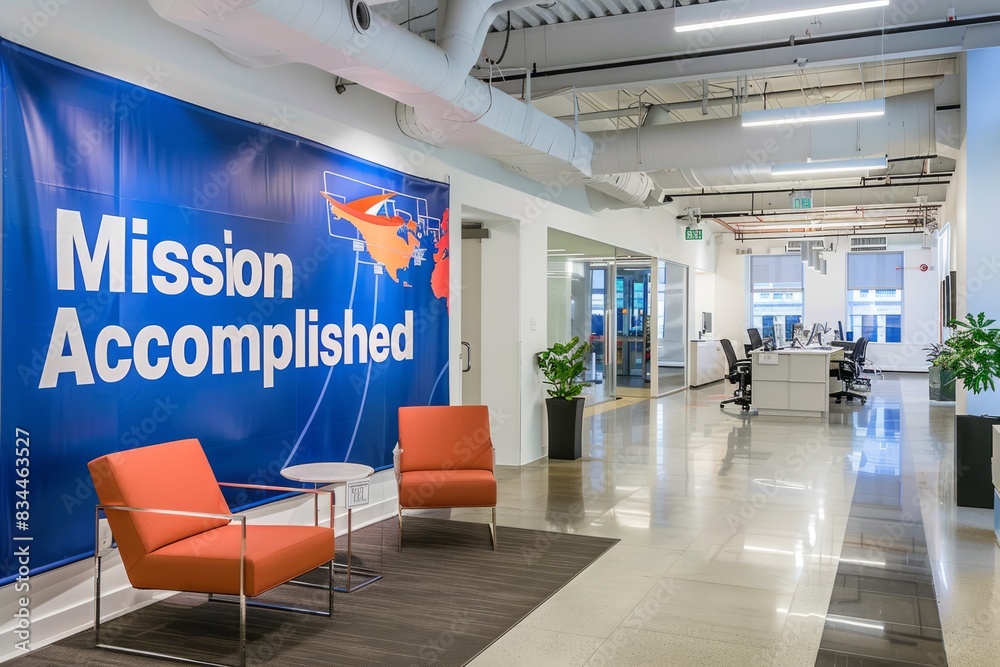 Professional Photography of a giant Mission Accomplished banner ...