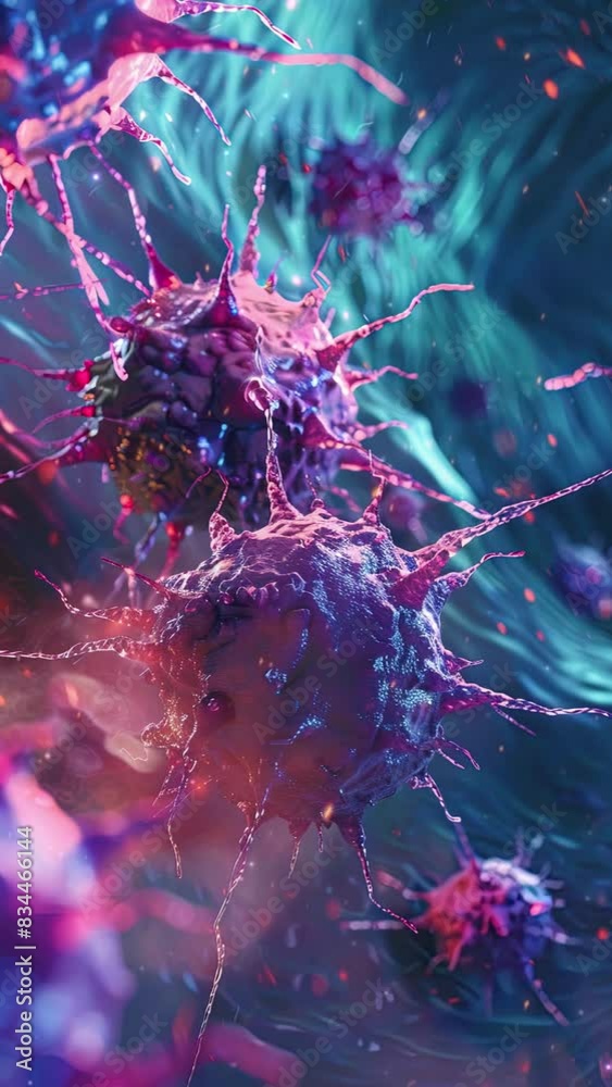 Tumor microenvironment concept with cancer cells, T-Cells ...