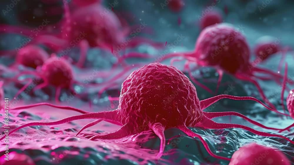 Tumor microenvironment concept with cancer cells, T-Cells ...