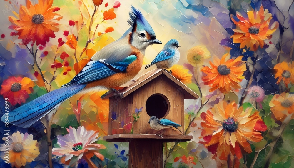 Nature's Harmony: A Birdhouse Haven Amidst an Abstract Garden ...