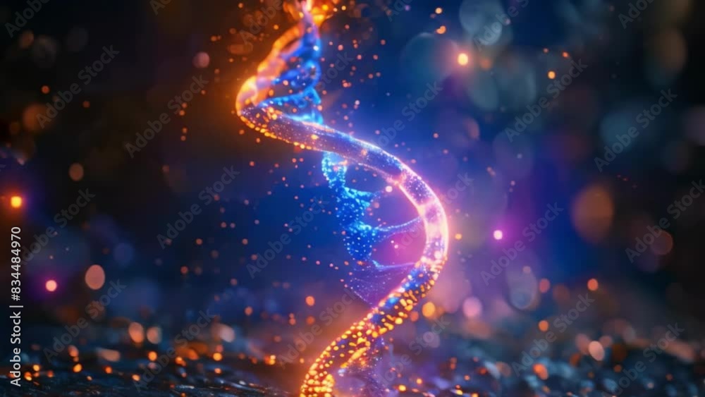 3d abstract DNA helix design. Concept based on genetic engineering. Low ...