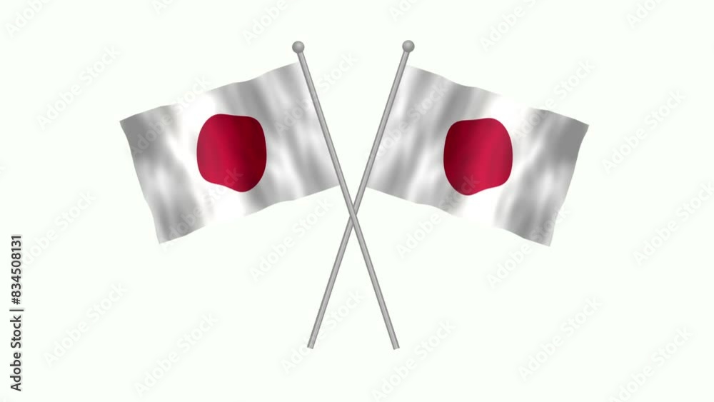 Flag of Japan, Cross table flag of Japan on white screen, Japan 3D ...