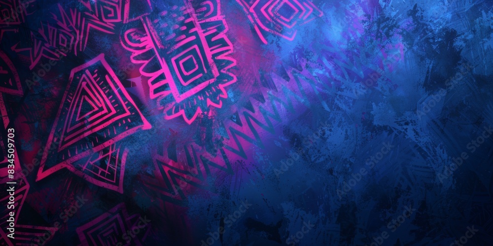 neon digital tribal markings on dark blue background Stock Illustration ...