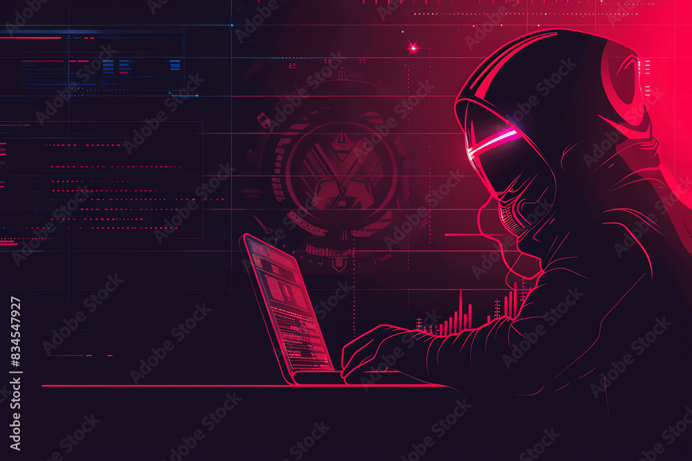 cyber threat prevention illustration flat design side view risk ...