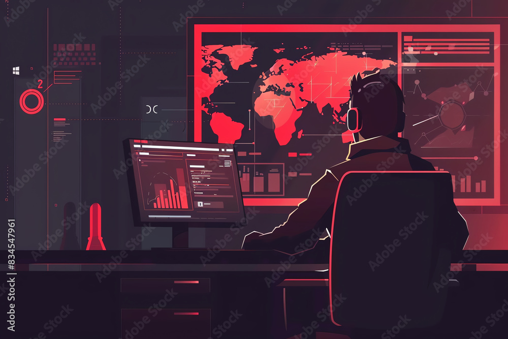 cyber threat prevention illustration flat design side view risk ...