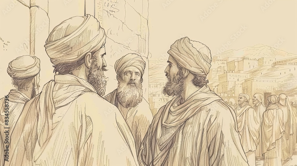 Biblical Illustration of Ezra 5: Resumption of temple construction ...