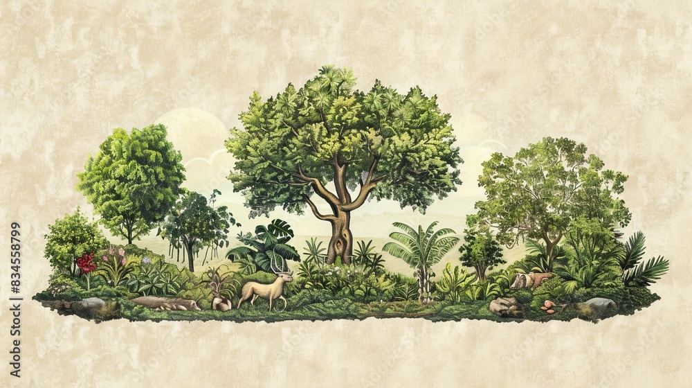 Biblical Illustration of Genesis 2: Serene Garden of Eden, Lush ...