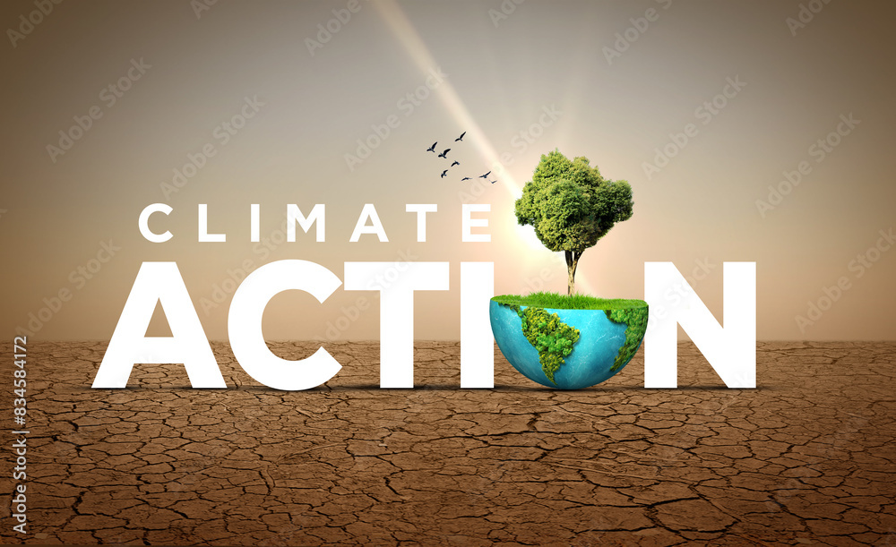 Global Climate Action. Earth day and environment day 3d concept ...