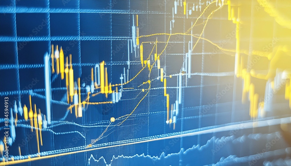Stock Market Candlestick Charts in Vibrant Blue and Yellow" "Illuminate ...