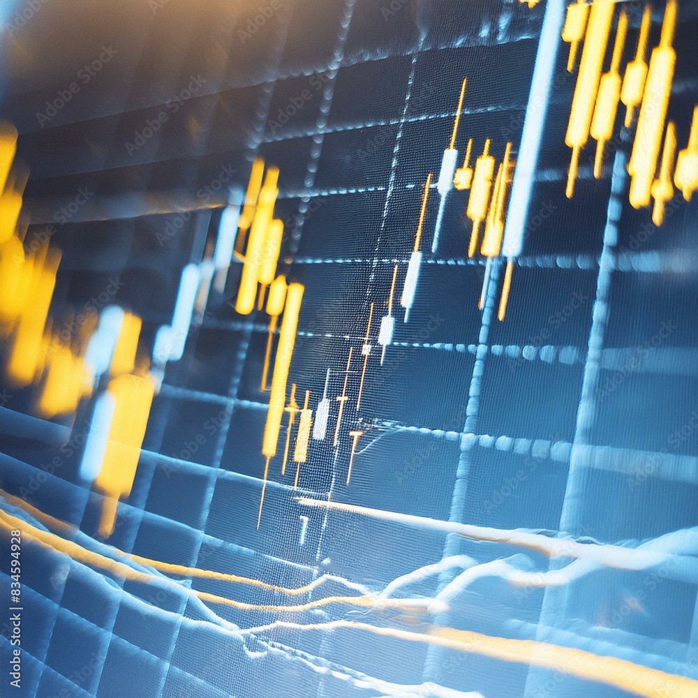 Stock Market Candlestick Charts in Vibrant Blue and Yellow" "Illuminate ...