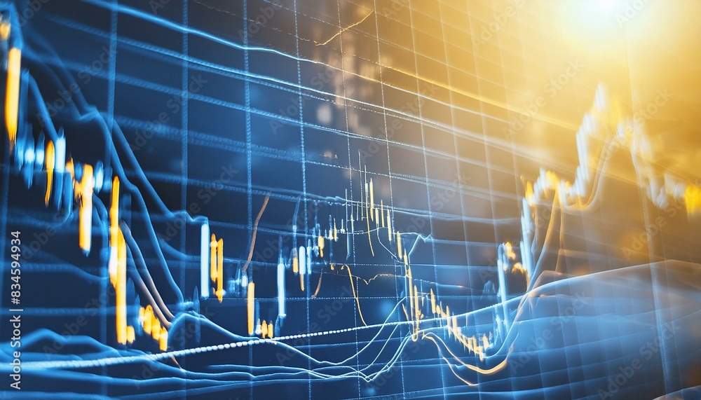 Stock Market Candlestick Charts in Vibrant Blue and Yellow" "Illuminate ...