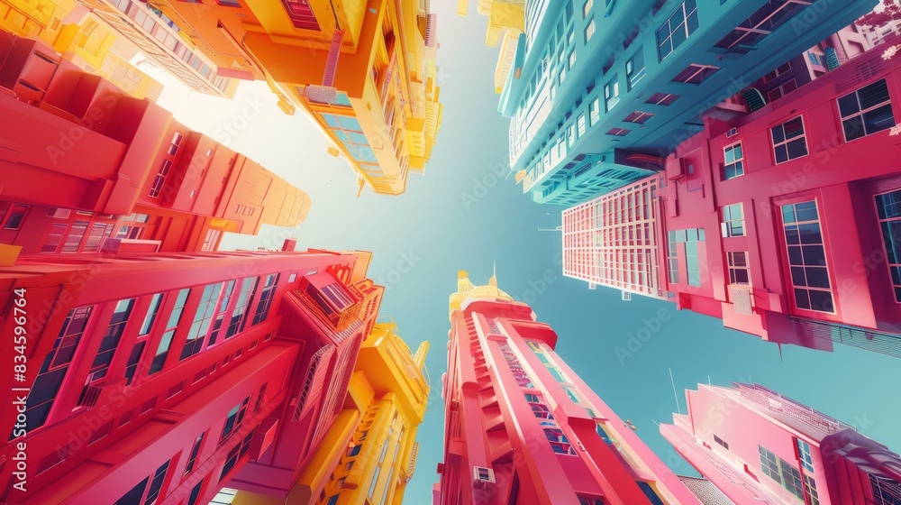 Striking 3D illustration of expressionist urban scenes, presenting ...