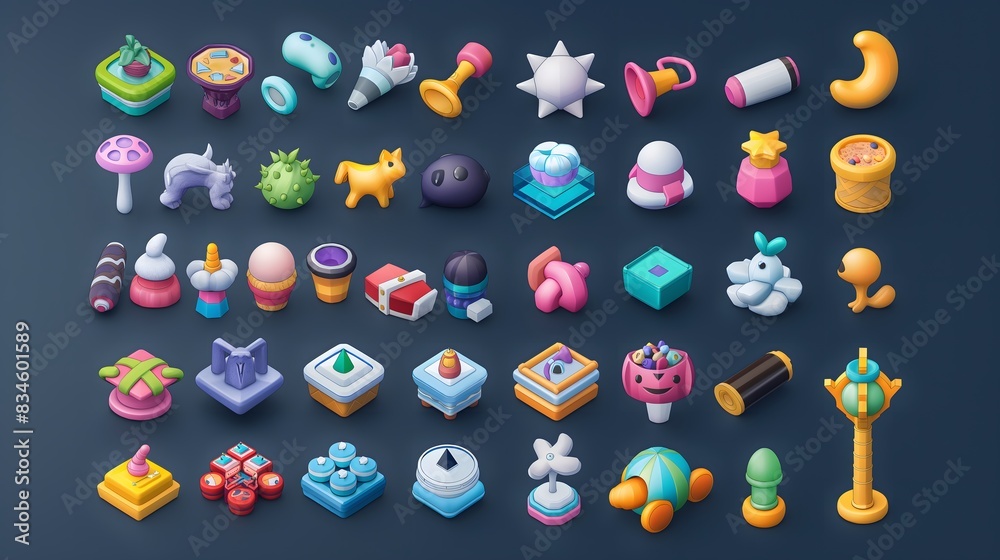 6. Design a sticker collection presenting a variety of items in dynamic ...
