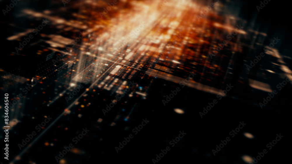 ภาพประกอบสต็อก Futuristic screen display matrix, hi-tech digital data ...