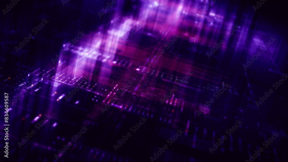 Futuristic screen display matrix, hi-tech digital data telemetry with ...