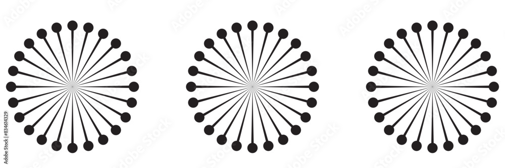 Radial circle lines. Circular radiating lines geometric element. Sun ...