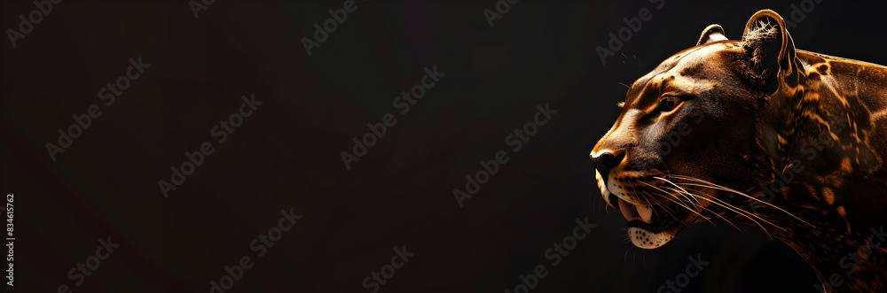 Puma logo web banner. Puma logo isolated on black background with copy ...