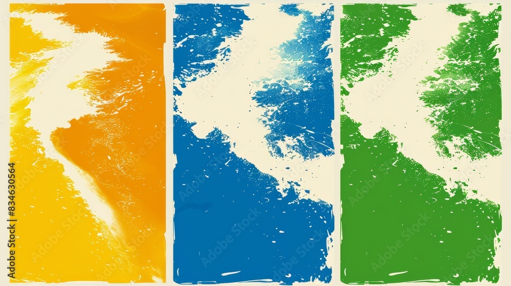 Four distinct paint colors dot a paper, each bearing a solitary brush ...