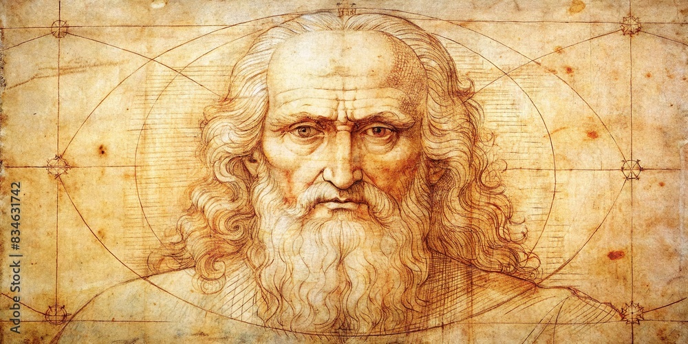 Engineering drawing in the style of Leonardo Da Vinci , technology ...