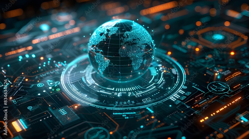 Futuristic transparent world globe, advanced high technology ...