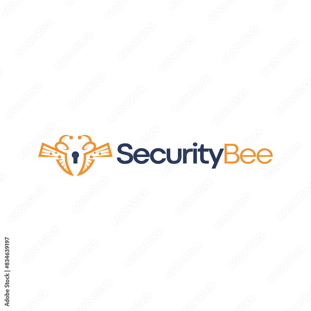 security logo with modern and abstract bee vector graphics for brand ...