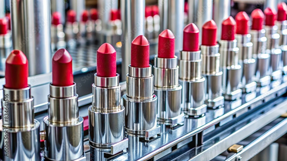 Lipstick manufacturing process in cosmetics factory with filling ...